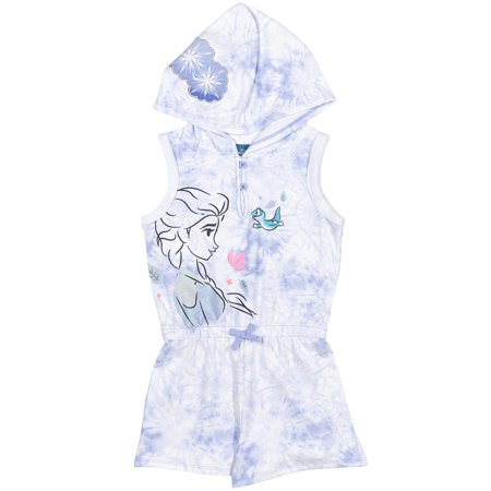 Disney Frozen Elsa Little Girls French Terry Sleeveless Romper with ...