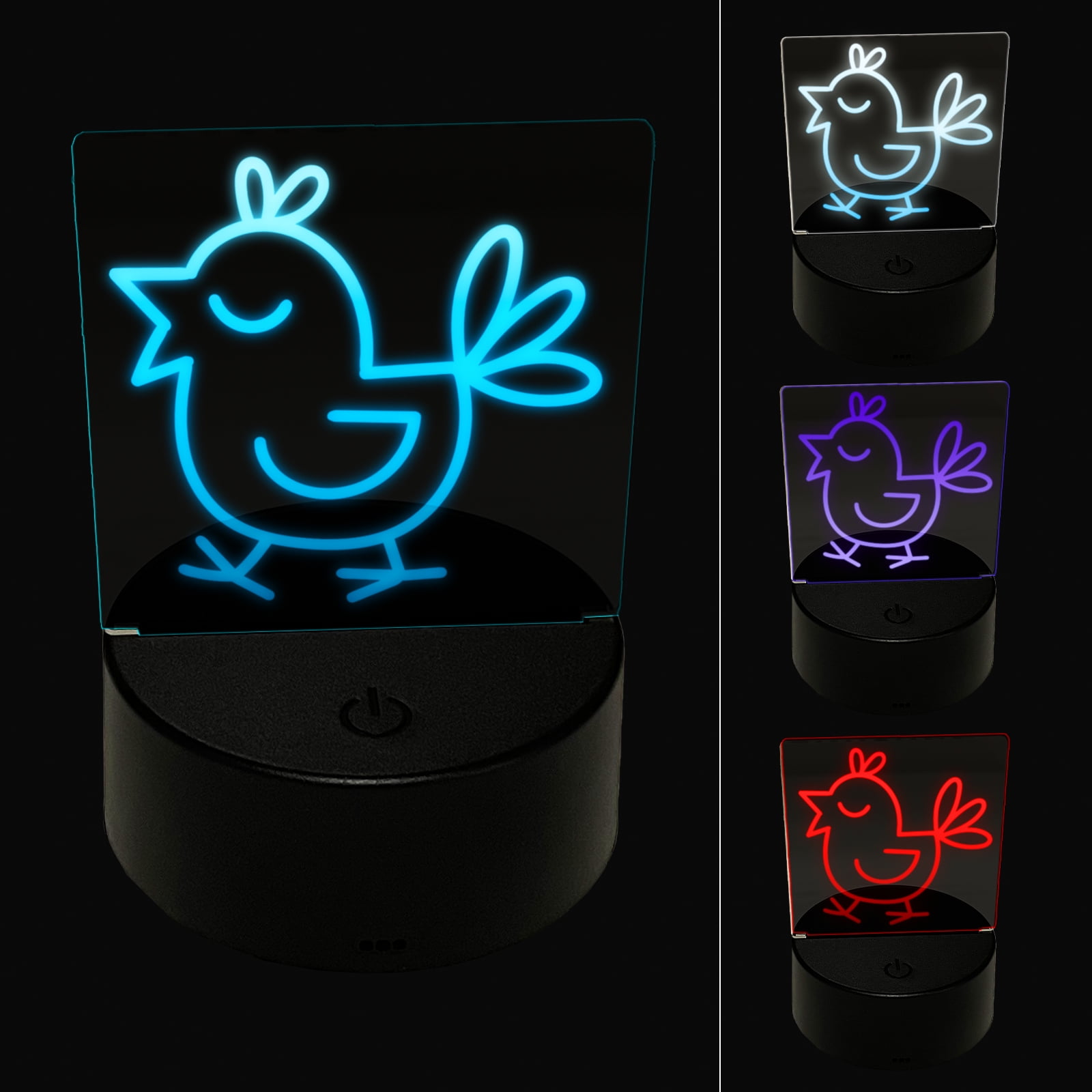 Carefree Bird Chirping LED Night Light Sign 3D Illusion Desk Nightstand ...