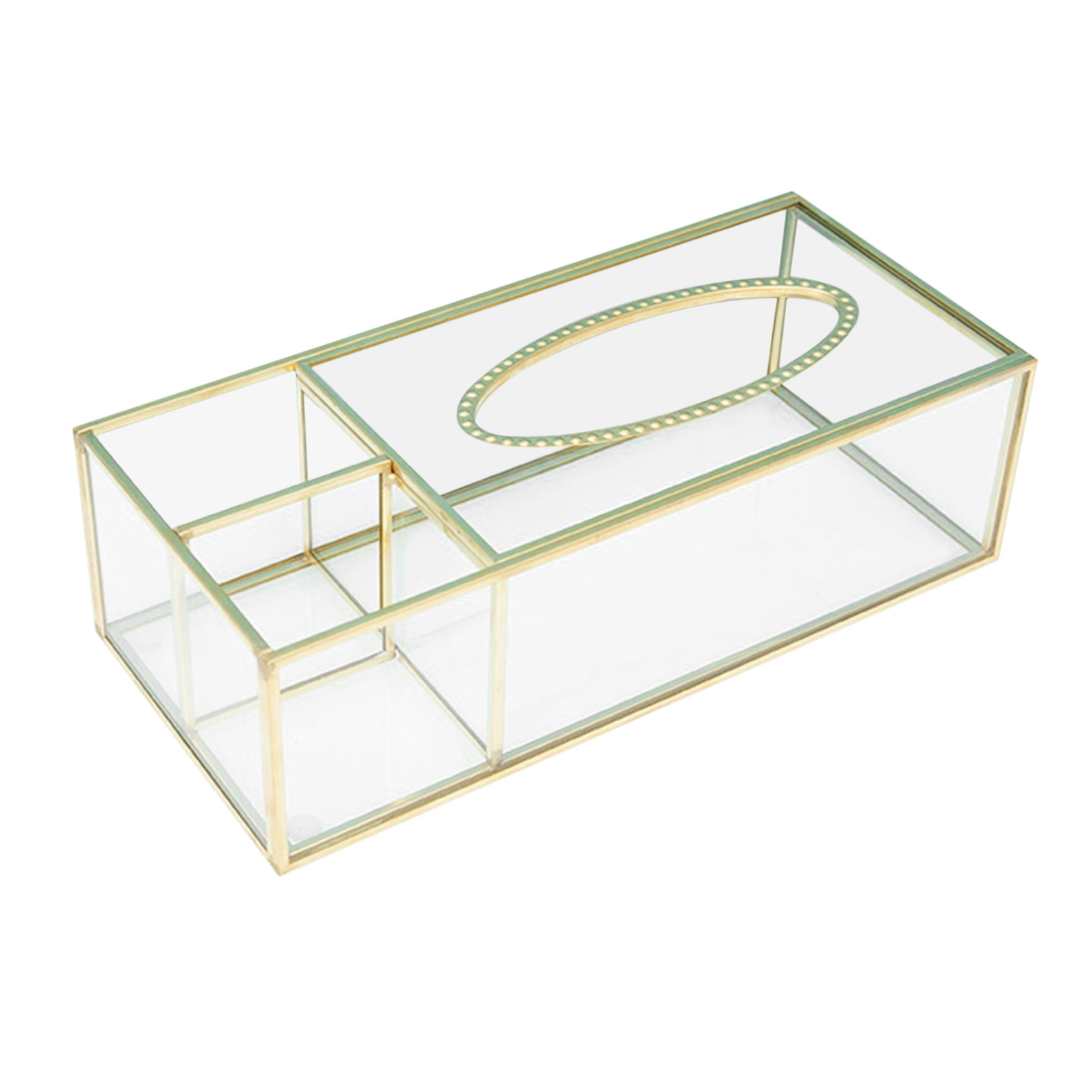 Click here for Unbranded Gold Tissue Box Rectangular Clear Glass... prices