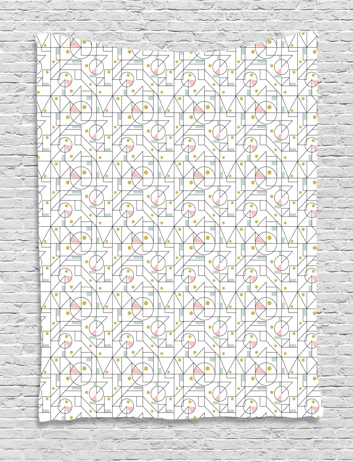 Geometric Tapestry, Shapes Illustration with Polka Dots Ovals Modernist ...