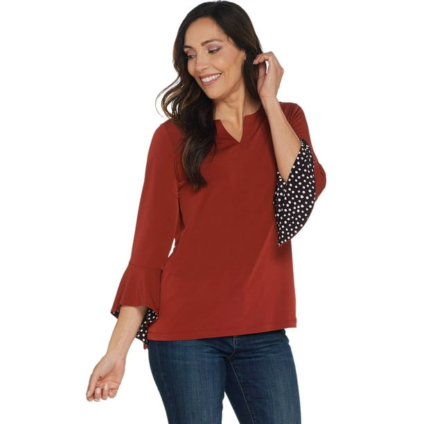 Susan Graver Susan Graver Womens Liquid Knit Top X Large Bell Sleeve