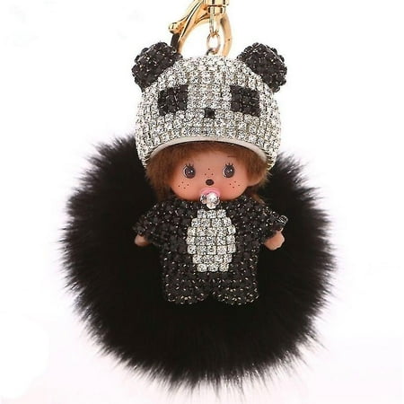 Monchichi Kiki Keychain Key Ring Diamond Crystal Plush Key Ring Pendant ...