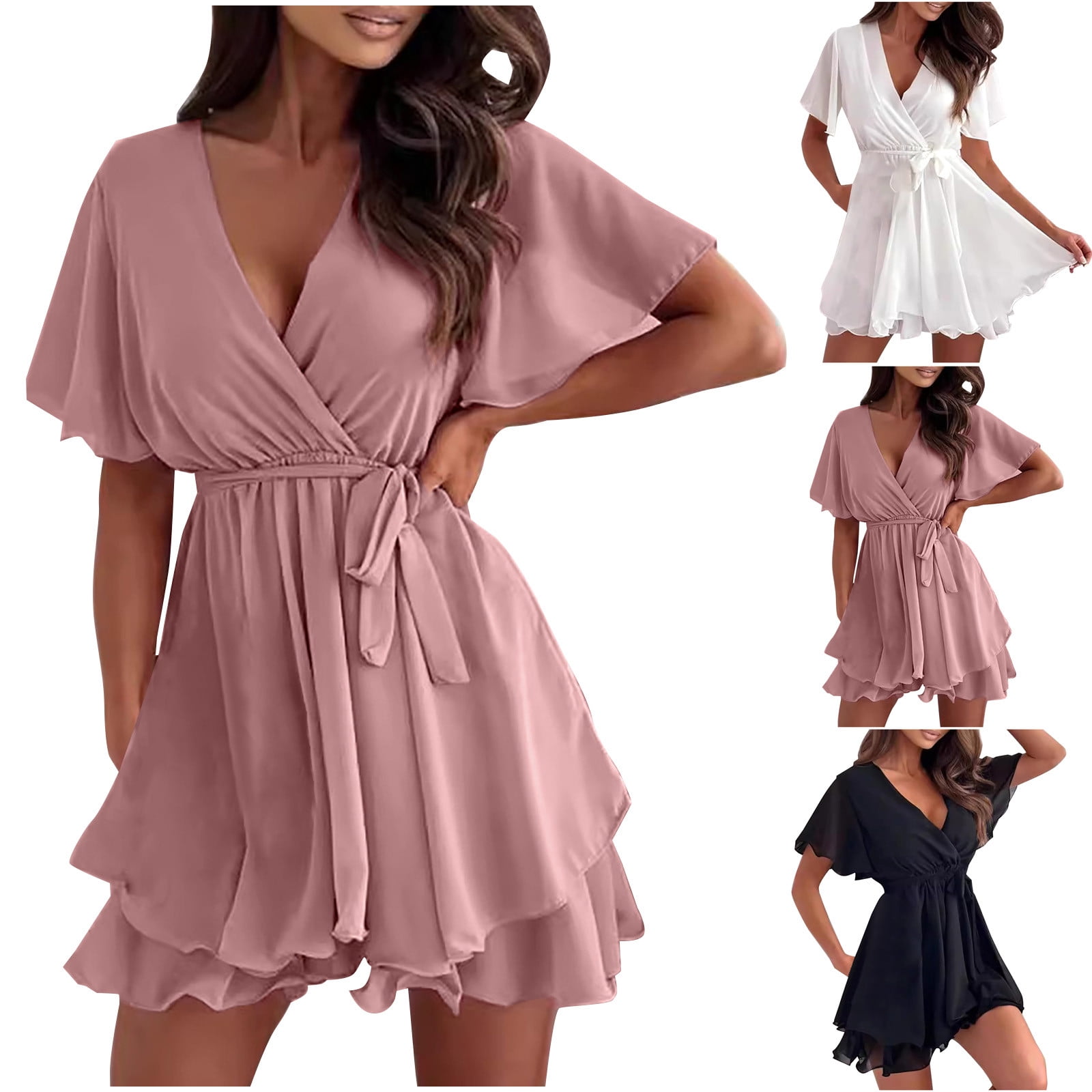 Click here for Sentmoon Maxi Dress For Women Short Sleeve V Neck... prices