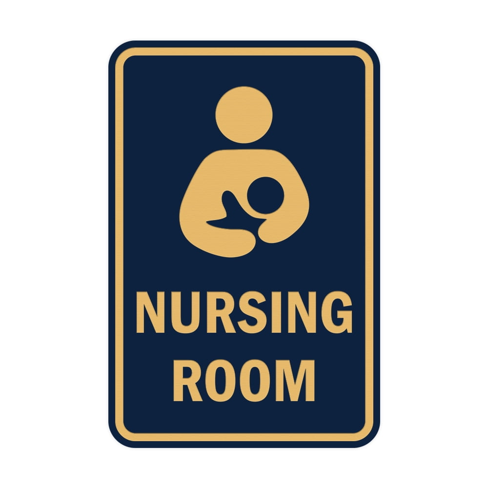 Portrait Round Nursing Room Sign (Navy Blue/Gold) - Small 4" x 6 ...