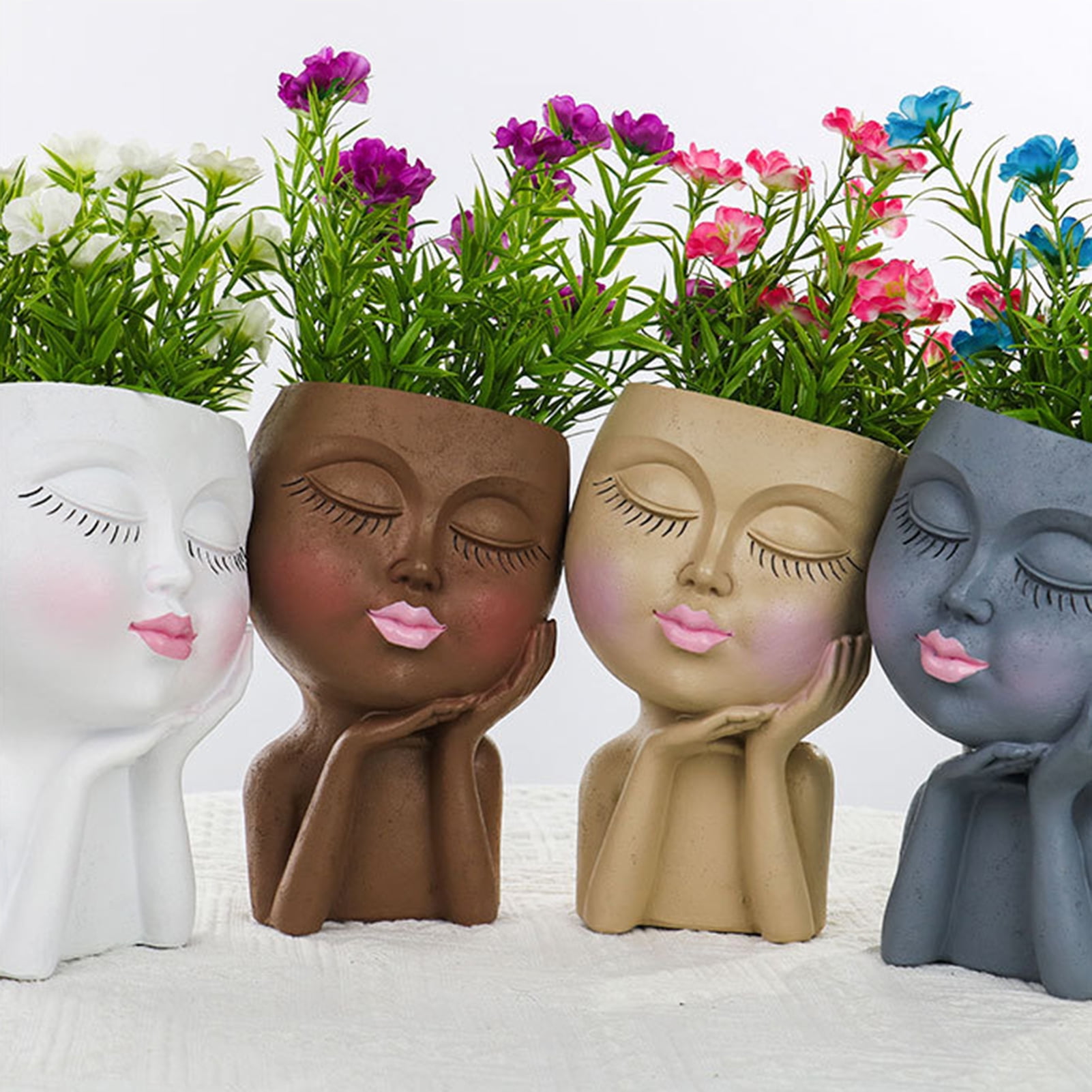 wirlsweal Face Flower Pot Sleeping Beauty Smooth Edge Human Face Prop ...
