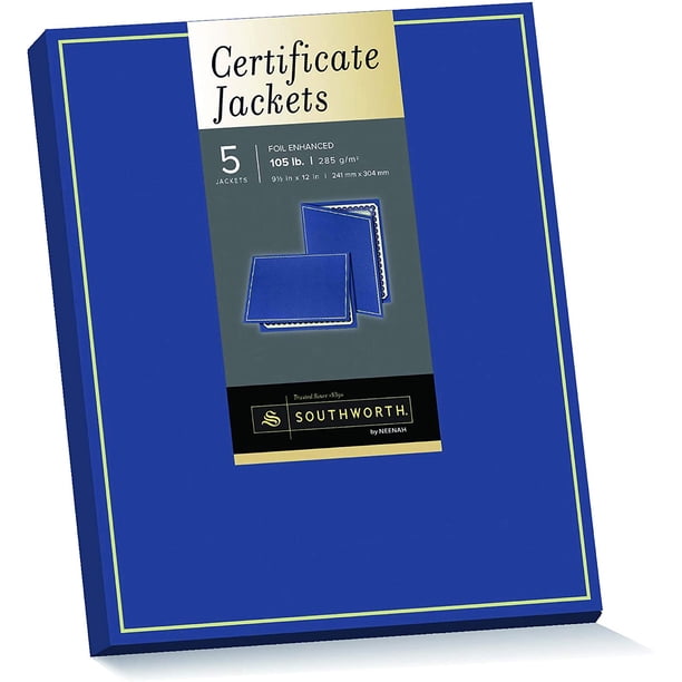 Southworth Navy Certificate Jacket, Gold Foil Enhanced, 9.5 x 12 Inches ...