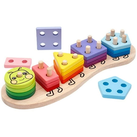 Shape Matching Toy Set, Kids Geometric Building Blocks Column Stack ...