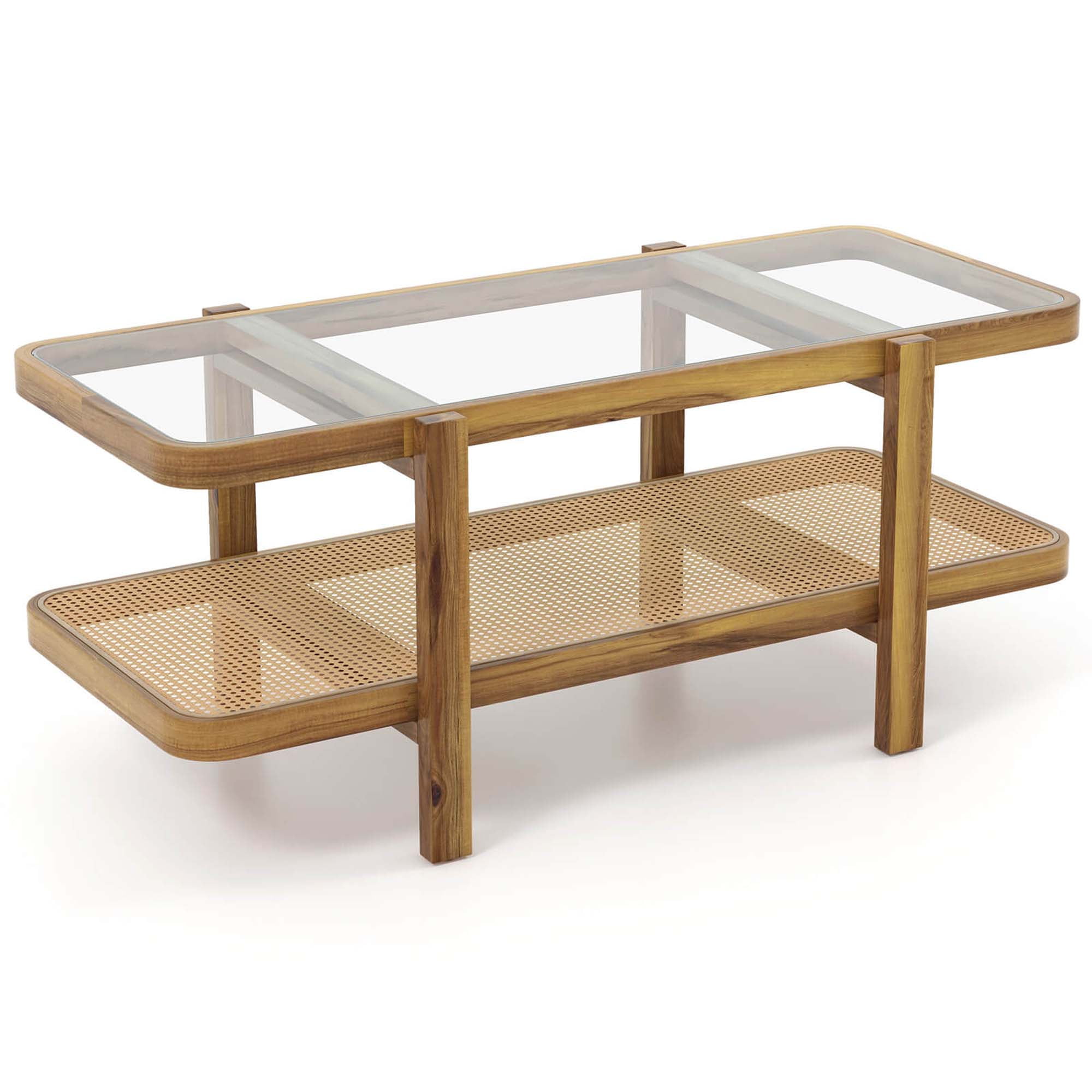 Click here for Costway 2-Tier Rustic Coffee Table With Storage Te... prices