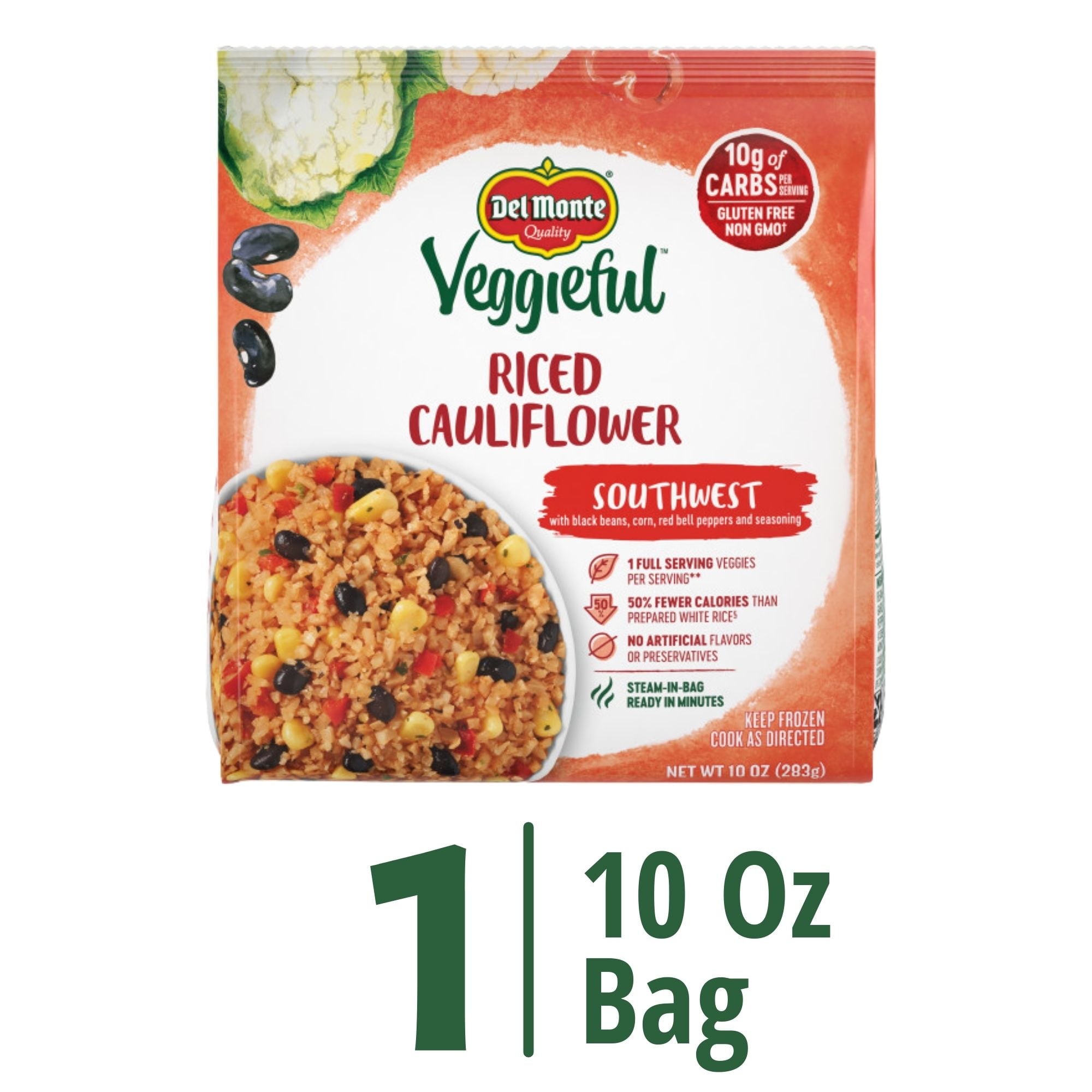 Del Monte Frozen Riced Cauliflower Southwest 10 oz. Bag