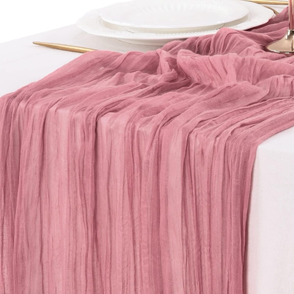 Mantel de gasa bohemio de color rosa empolvado para mesa, mantel ...