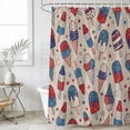 Blue Red Ice Cream Shower Curtain Set - Long 72" x 84" Washable Bathtub ...