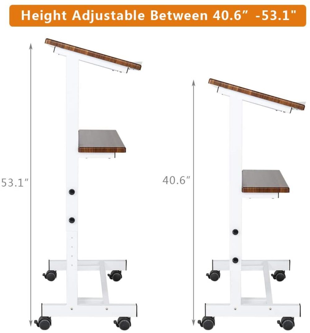 Buy Bilot Mobile Stand Up Lectern Height Adjustable Podium with Wheels ...