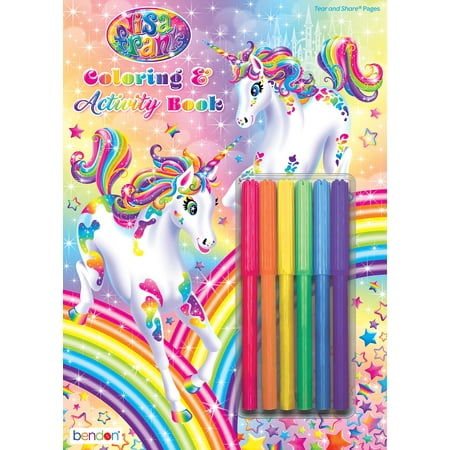 Bendon Lisa Frank 32 Page Coloring and Activity Book with 6 Markers ...