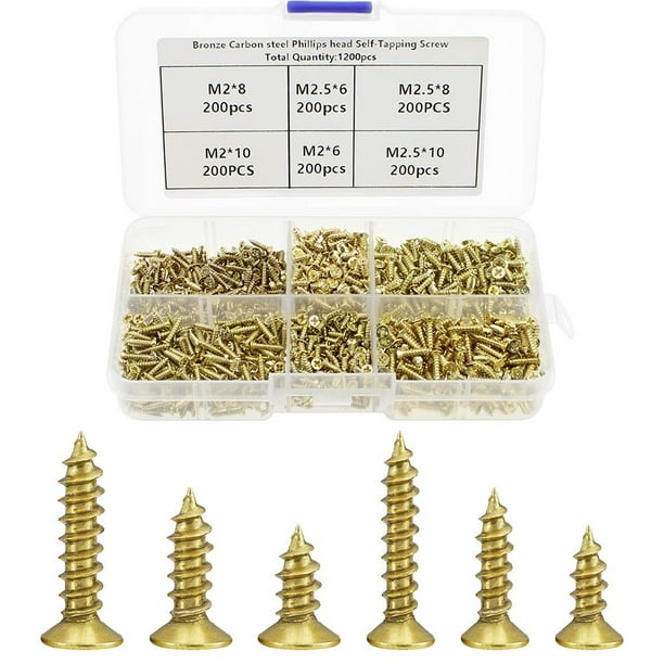 1200 Pieces Self-Tapping Flat Head Cross Small Screws Self-Tapping ...