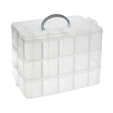Casewin 3-Tier Clear Stackable Storage Container, Organizer Box with 30 ...