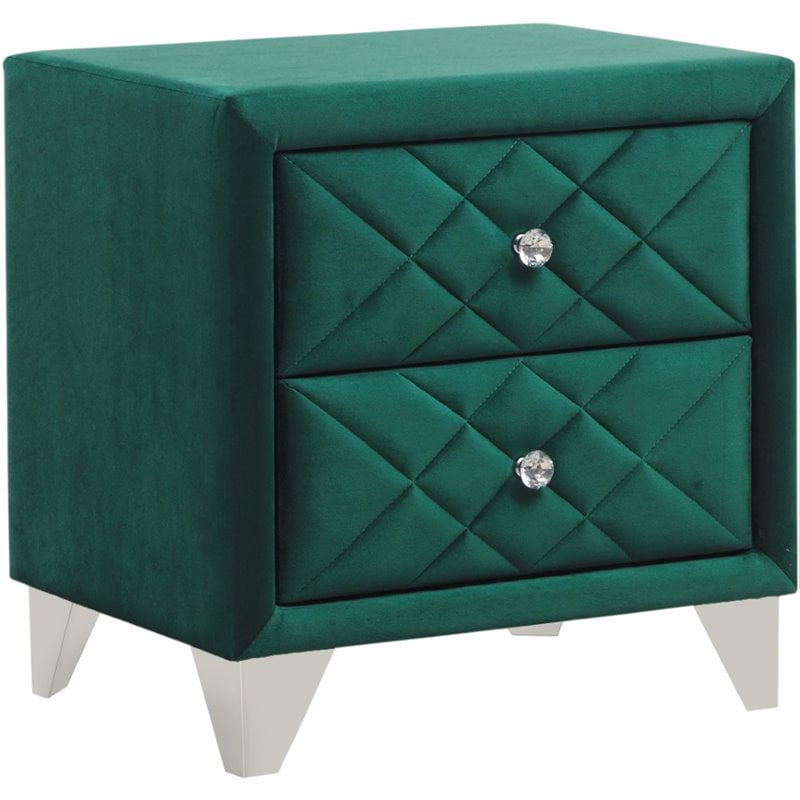 Glory Furniture Vegas Velvet Upholstered Nightstand in Green - Walmart.com