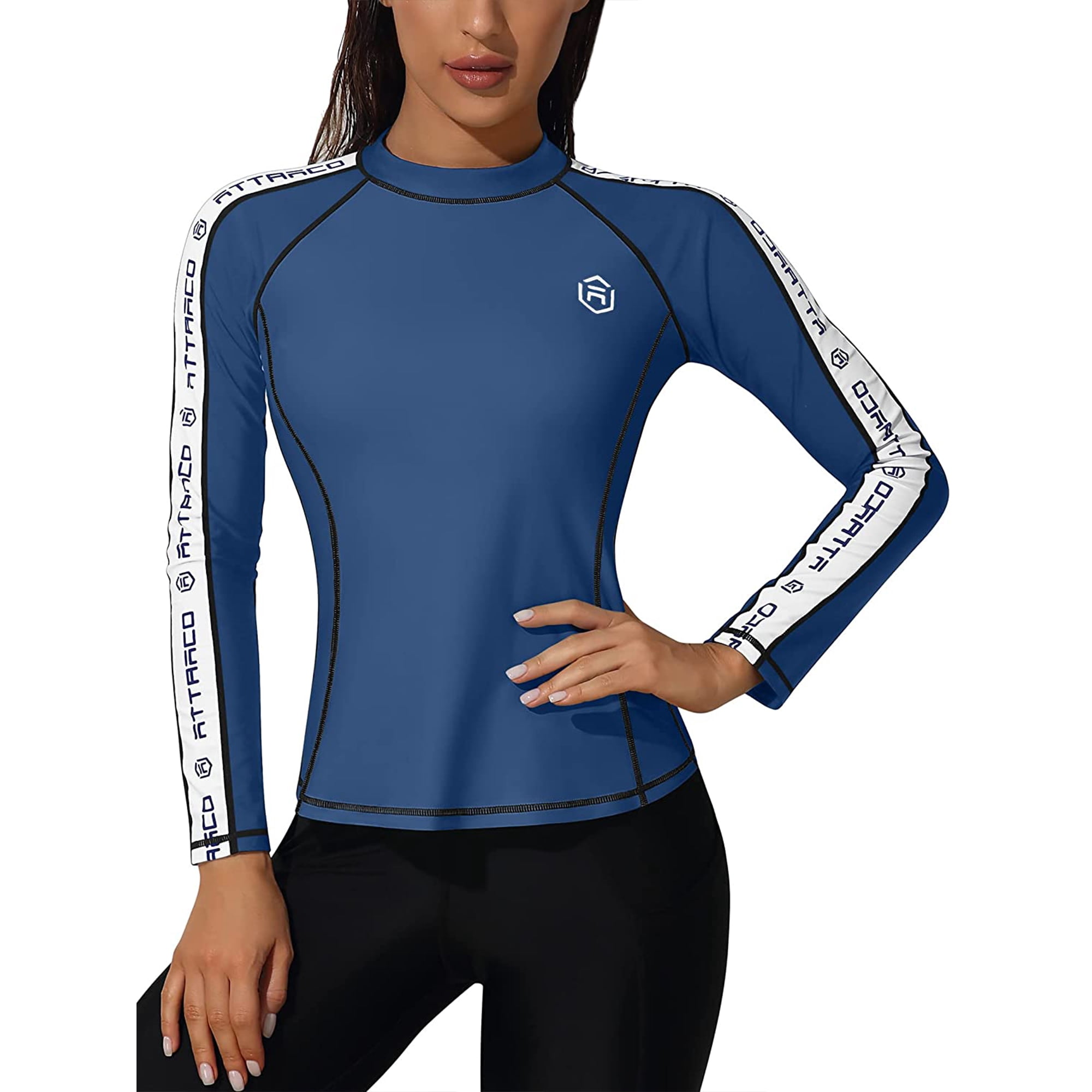 Women s Long Sleeve Rash Guard Logo Printed UPF 50 Sun Protection Swim Shirt