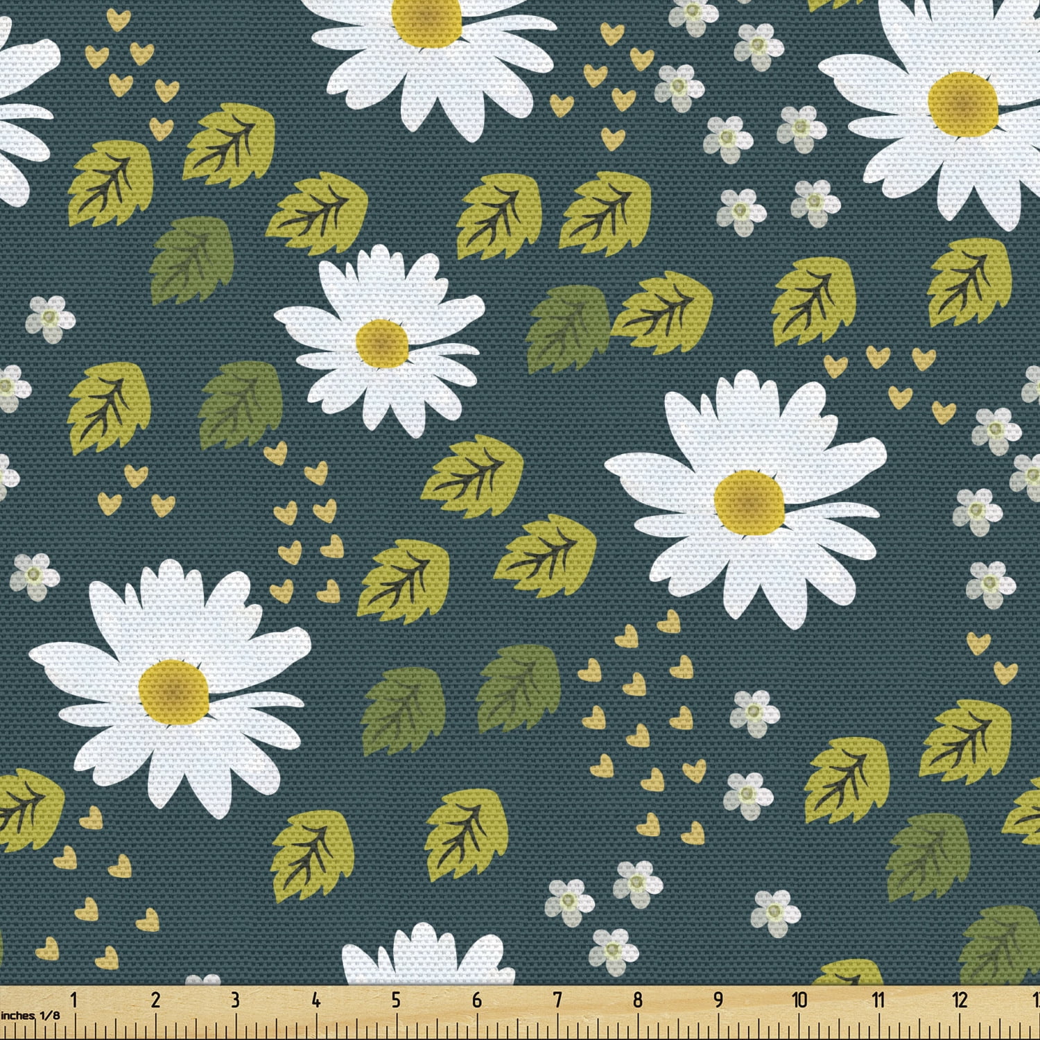 Daisy Fabric by the Yard, Feminine Natural Ornament in Style Spring ...