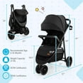 Infans Compact Infant Baby Jogging Stroller, Adjustable Canopy, Travel ...