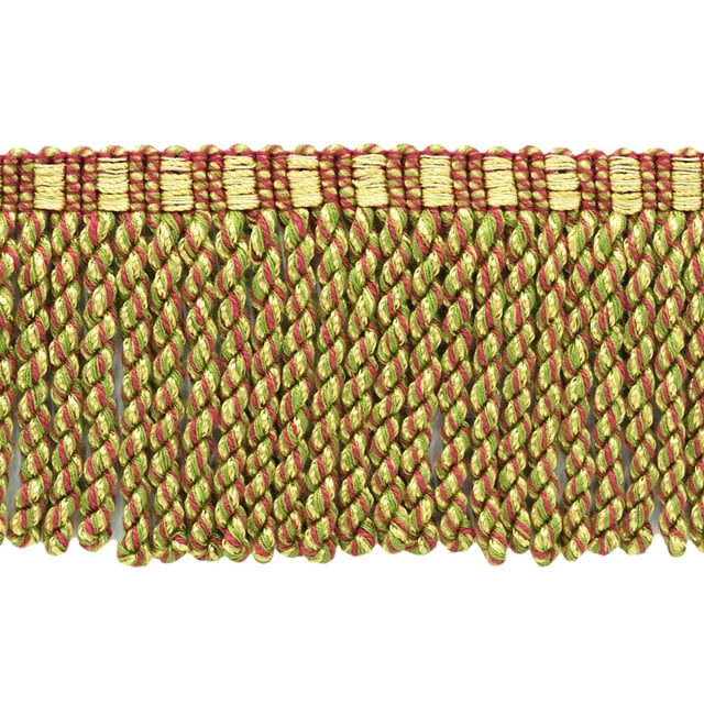 Yellow Gold, Brick Red, Green Bullion Fringe with Fancy Woven Header ...