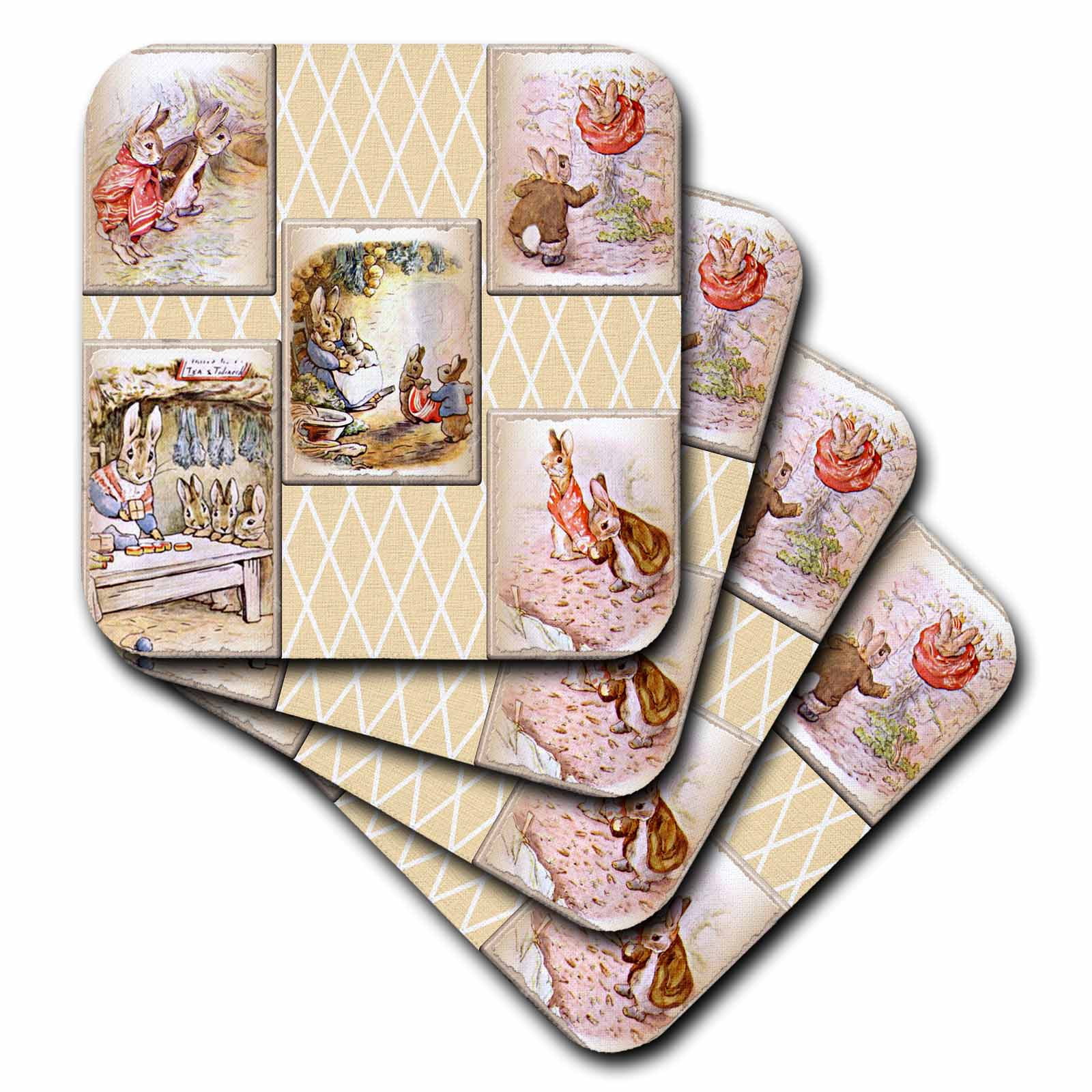 Peter Rabbit Vintage Collage Art- Stories set of 8 Coasters - Soft cst ...