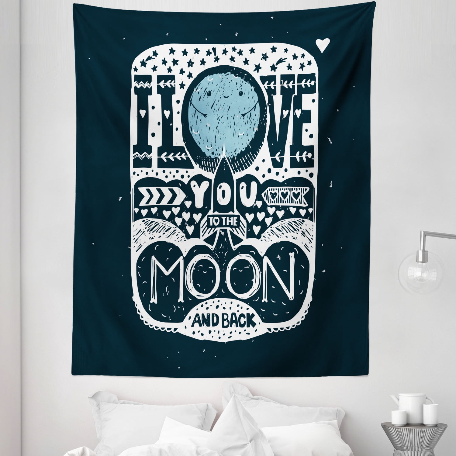 I Love You Tapestry, Space Galaxy Style Romantic Message with Stars and ...