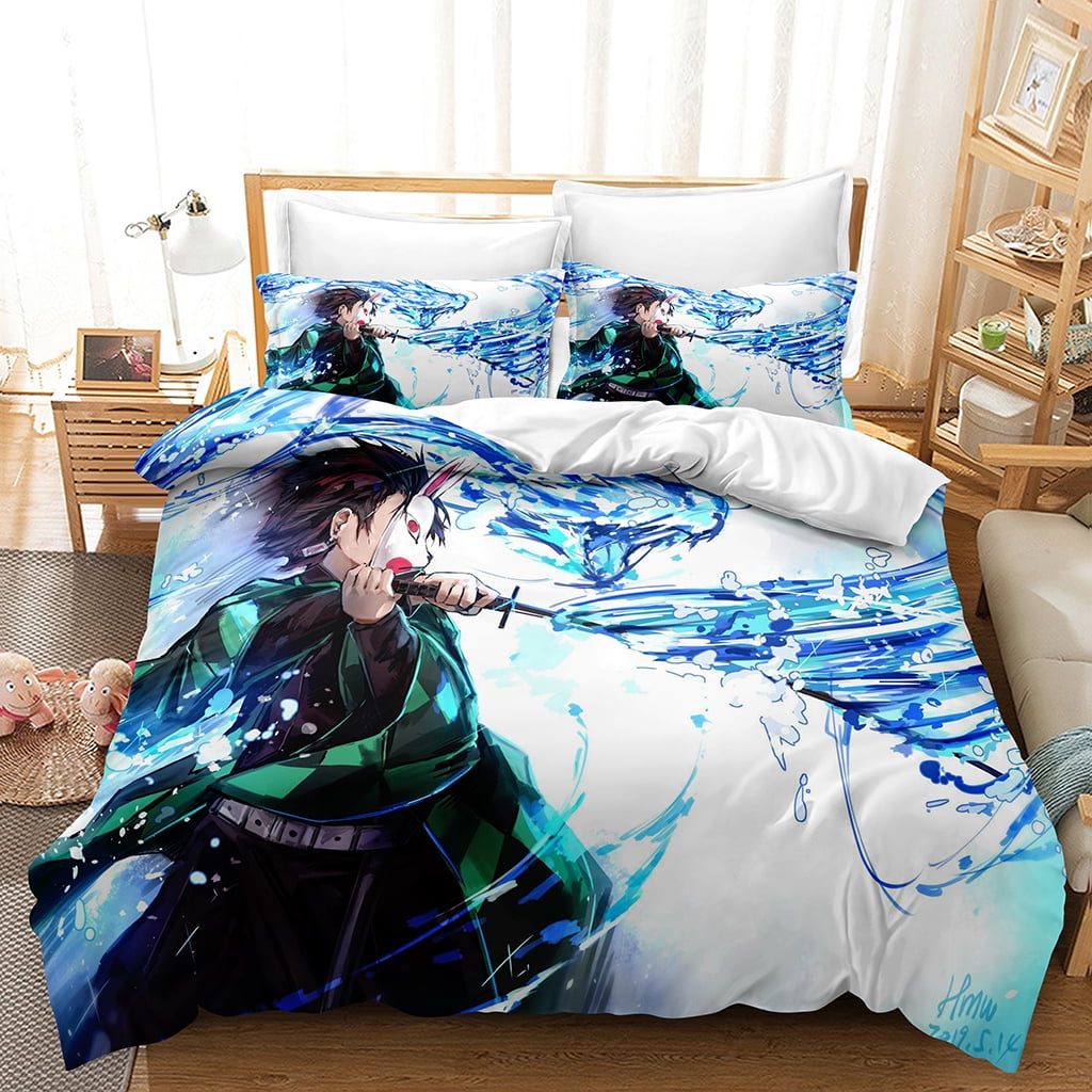 New 3PCS Anime Demon Slayer Bedding Bed Set Twin Full Queen King Size ...