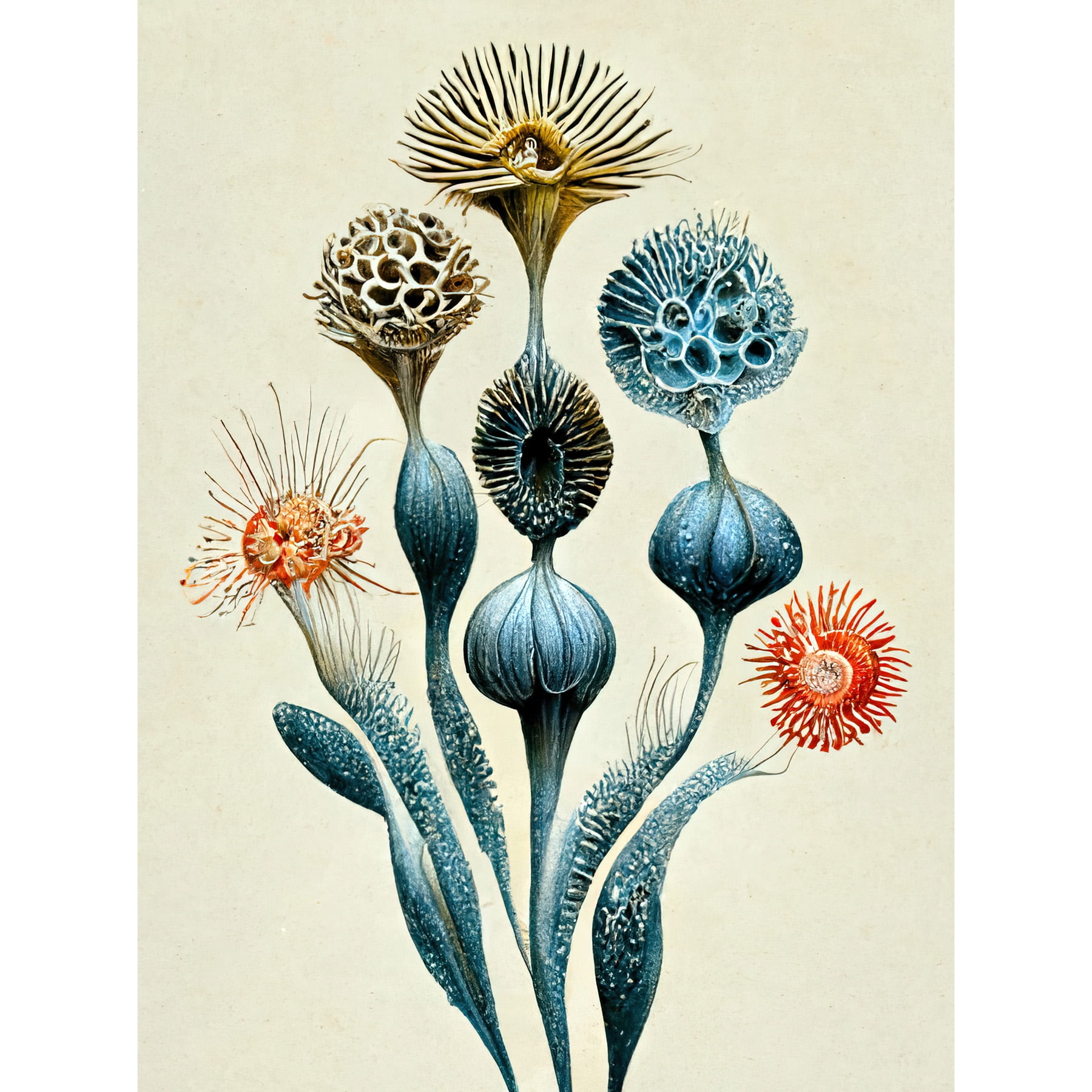 Ernst Haeckel Style Alien Flowers Detailed Illustrations Unframed Wall ...
