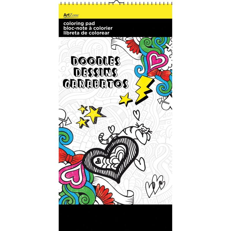 Mini Coloring Pad 6" x 12" Doodles - Walmart.com
