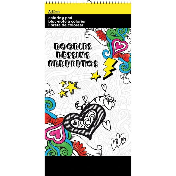 Mini Coloring Pad 6" x 12" Doodles - Walmart.com - Walmart.com