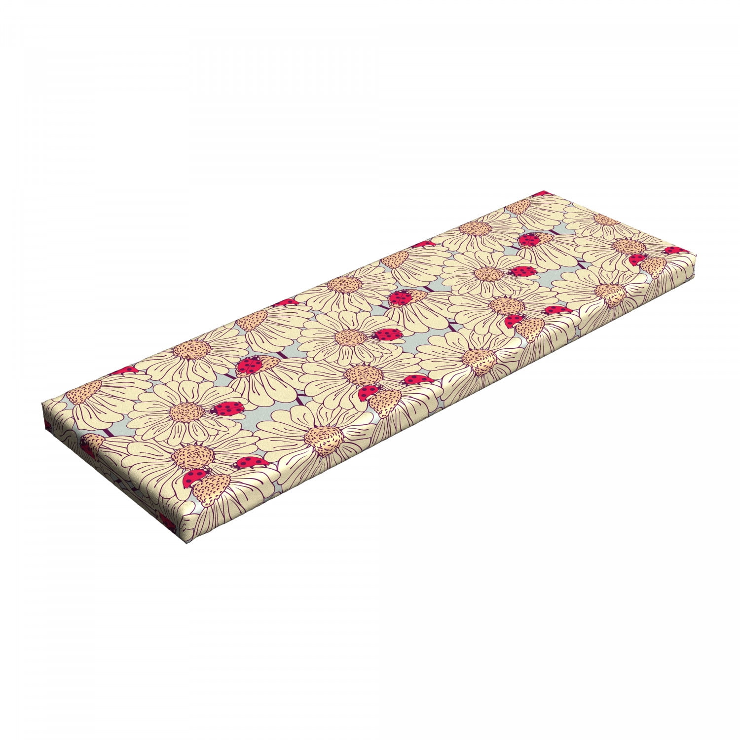 Ladybug Bench Pad, Bug and Daisy Pattern with Thriving Nature of Spring ...