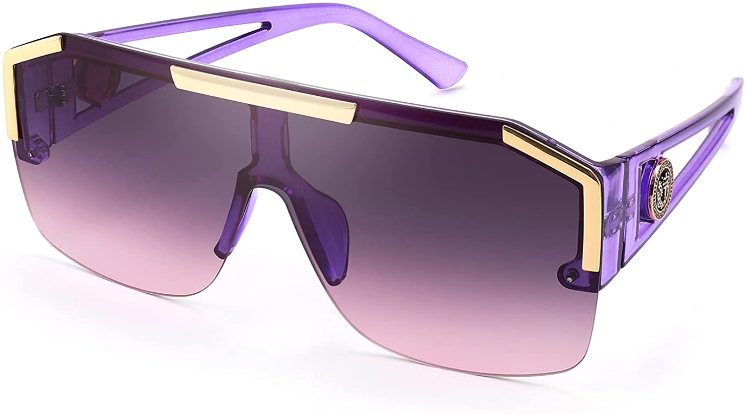 FEISEDY Square Flat Top Shield Sunglasses One Piece Frameless Stylish ...