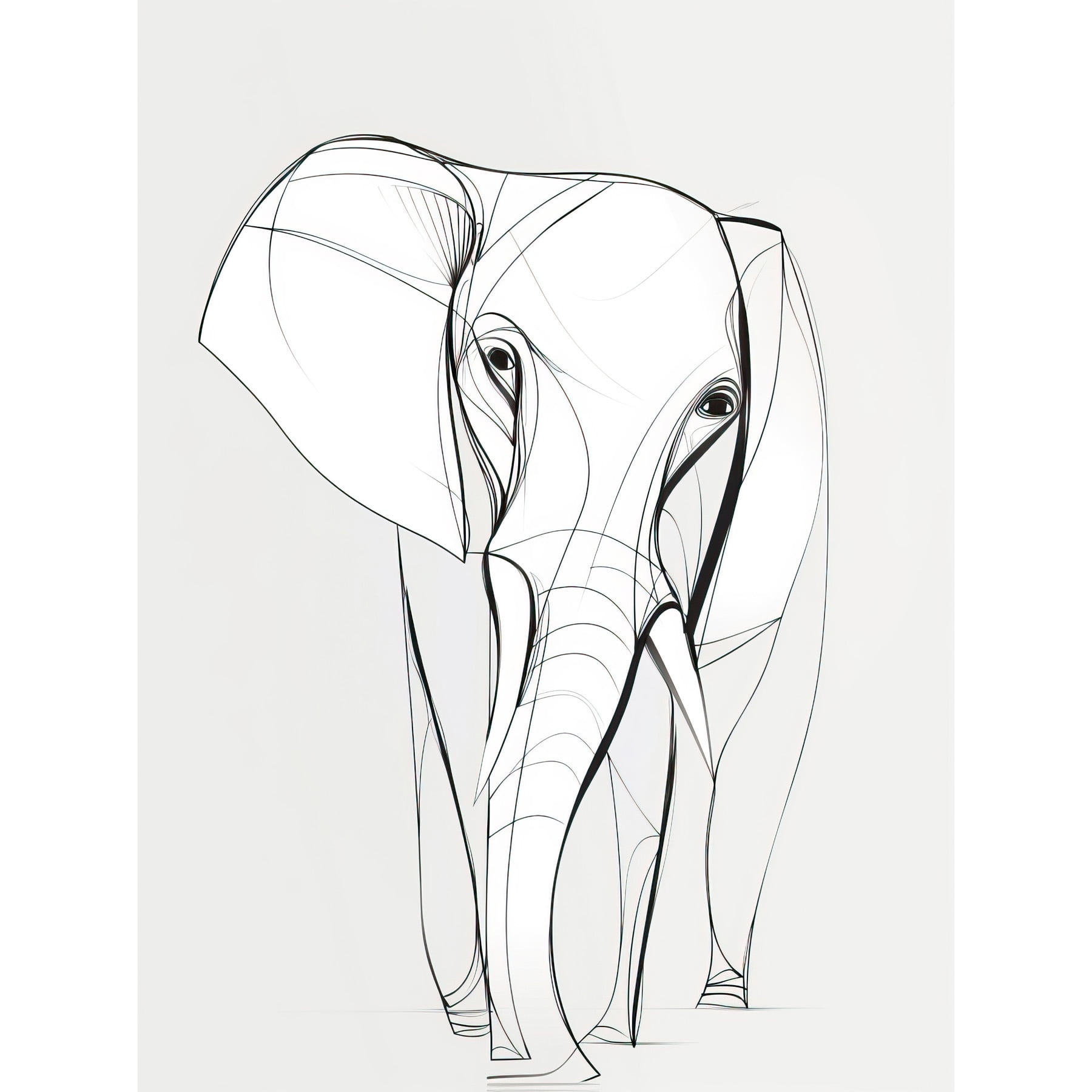 Elephant Minimal Line Simple Drawing Illustration Unframed Wall Art ...
