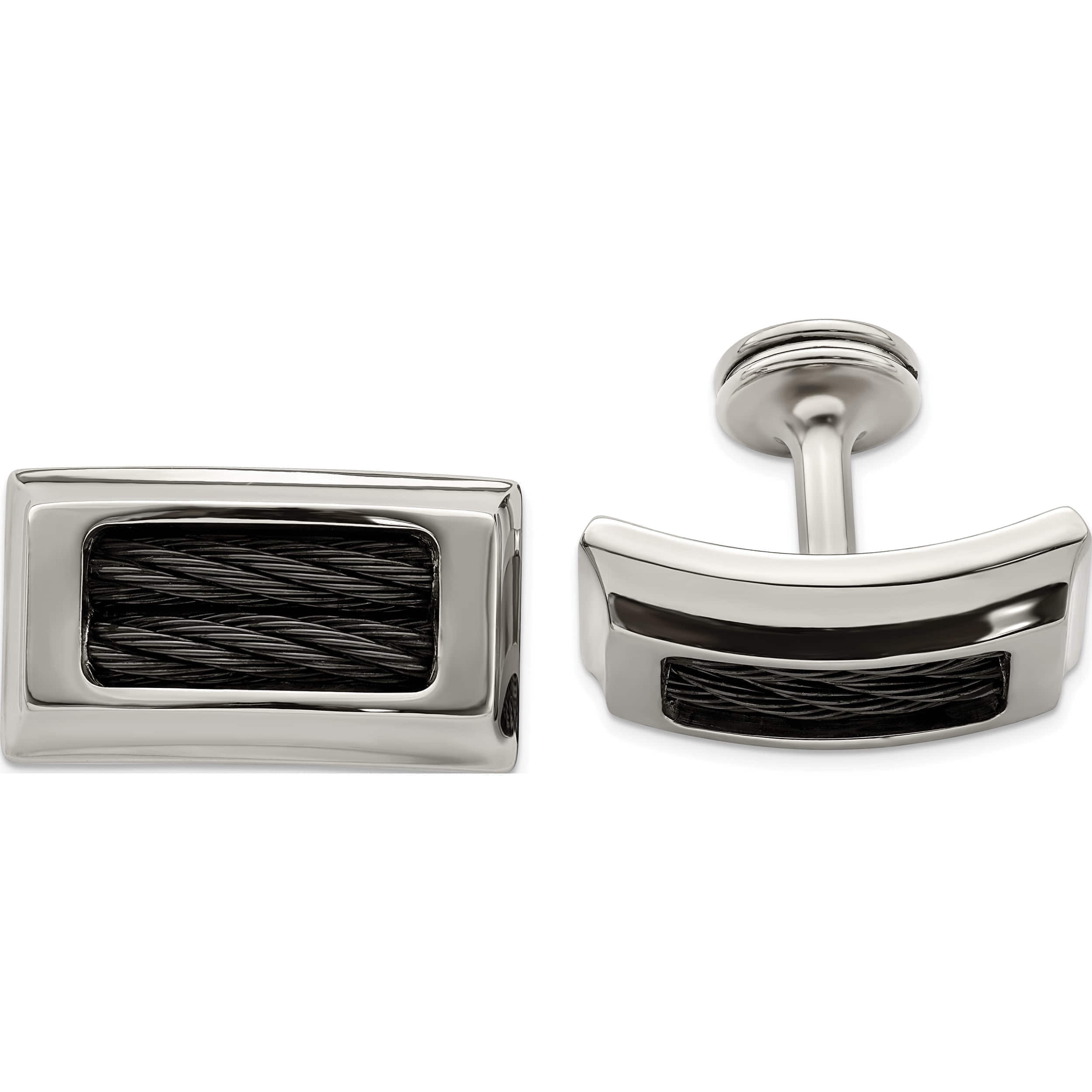 Titanium Stainless Steel Cable Polished Cuff Links - Walmart.com