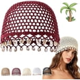 Handmade Women's Bohemian Crochet Hat, Lightweight Summer Beach Cap ...
