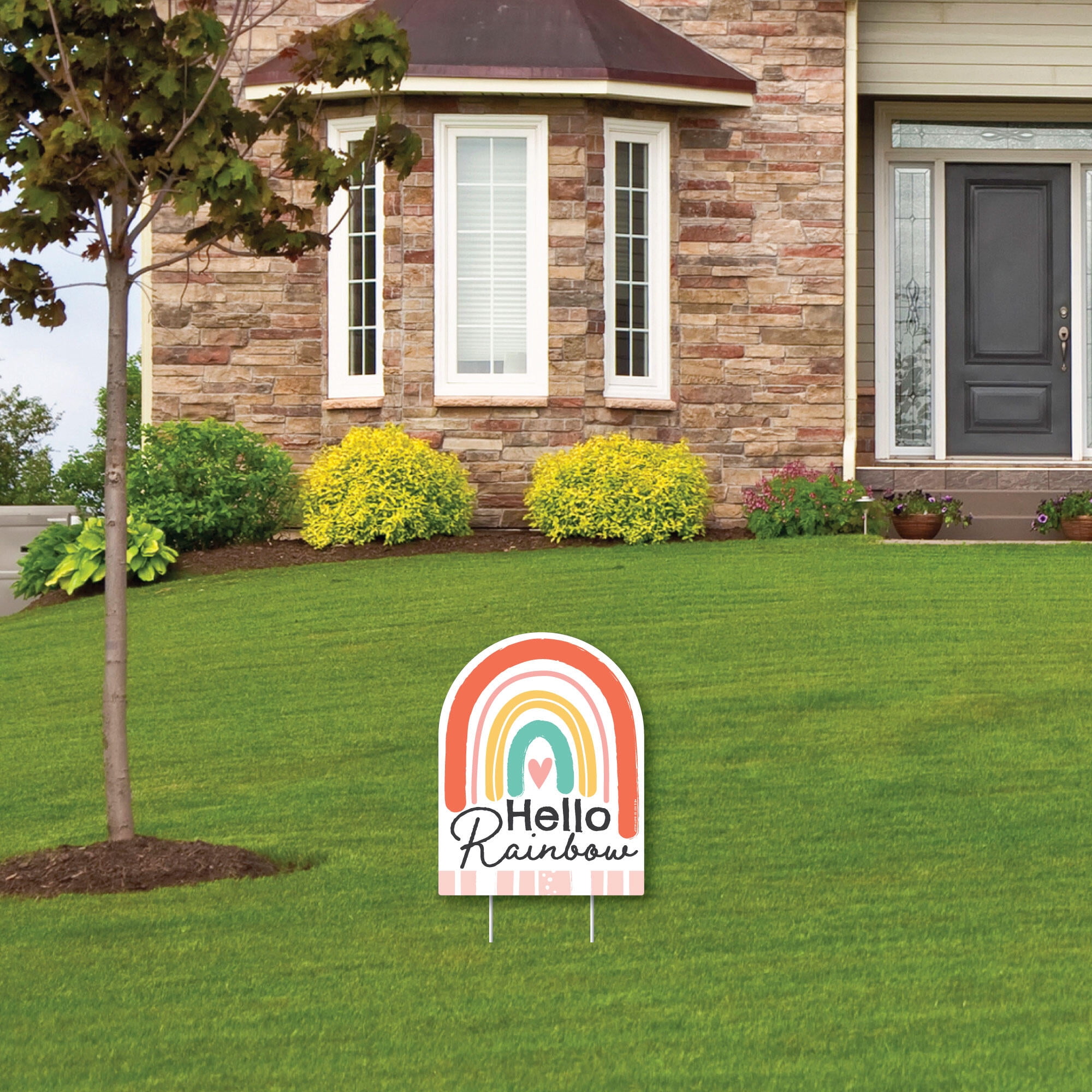 Big Dot of Happiness Hello Rainbow – Outdoor Lawn Sign – Boho Baby ...