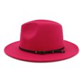 CIENVNSTG Unisex Daily Fedora Cap Wide Flat Top Belt Buckle Vintage ...