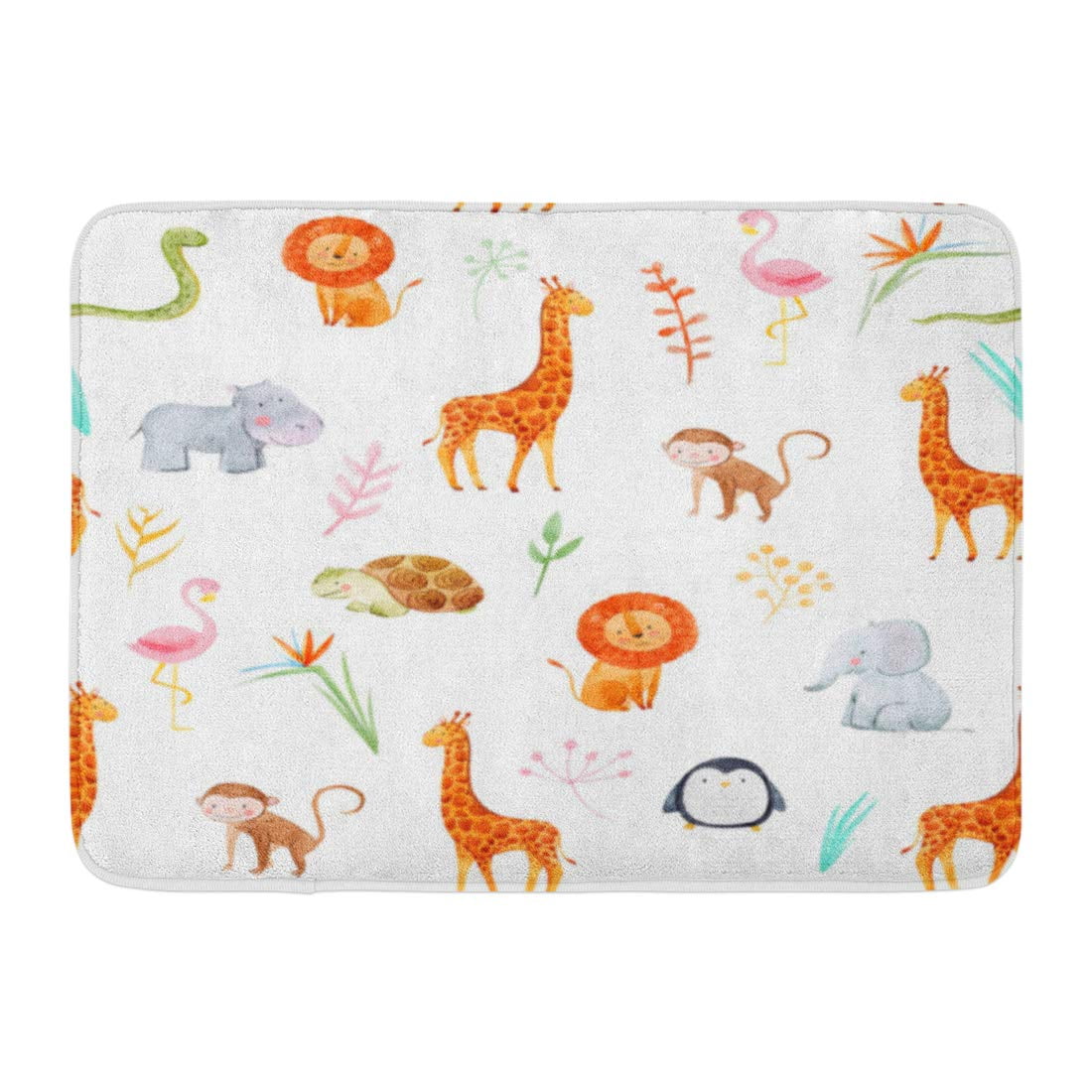 GODPOK Colorful Watercolor with Cute Animals Baby African Giraffe Hippo ...