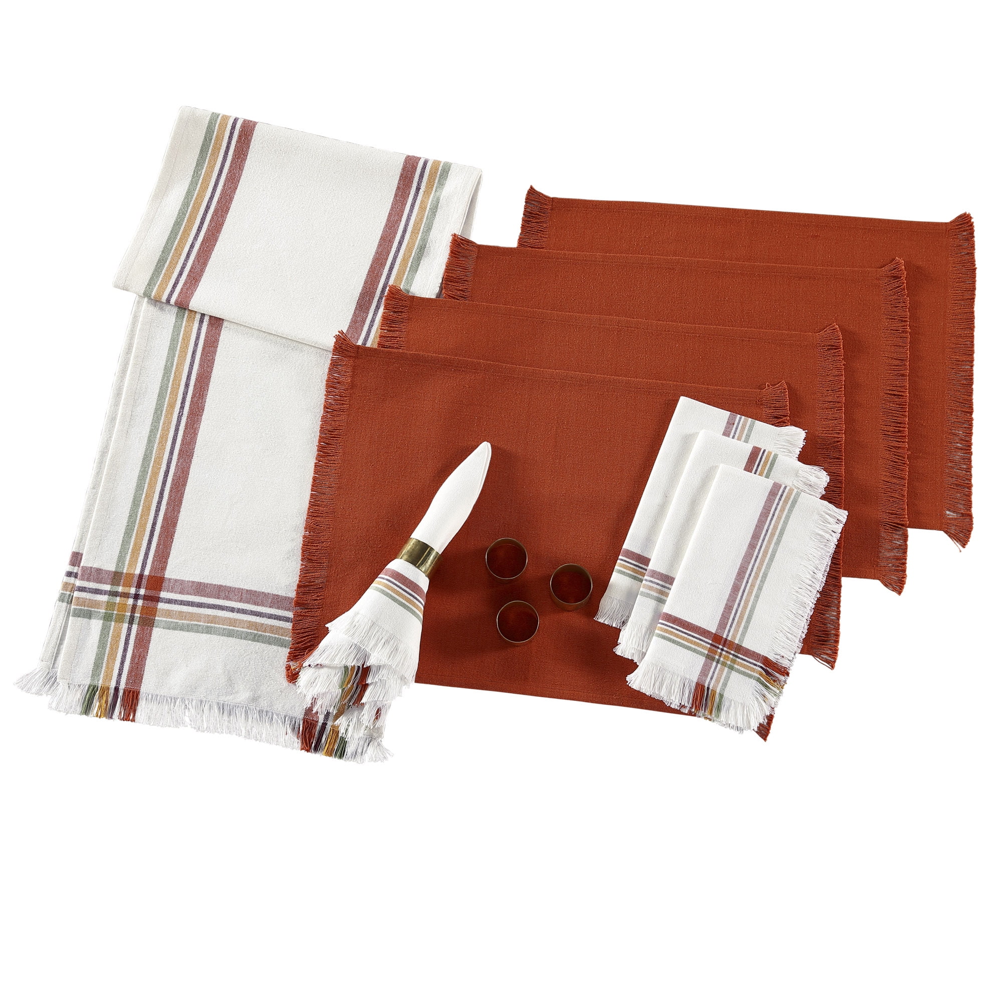 Brielle Home Woodsworth Plaid 13-Piece Dining Set: Table Runner ...