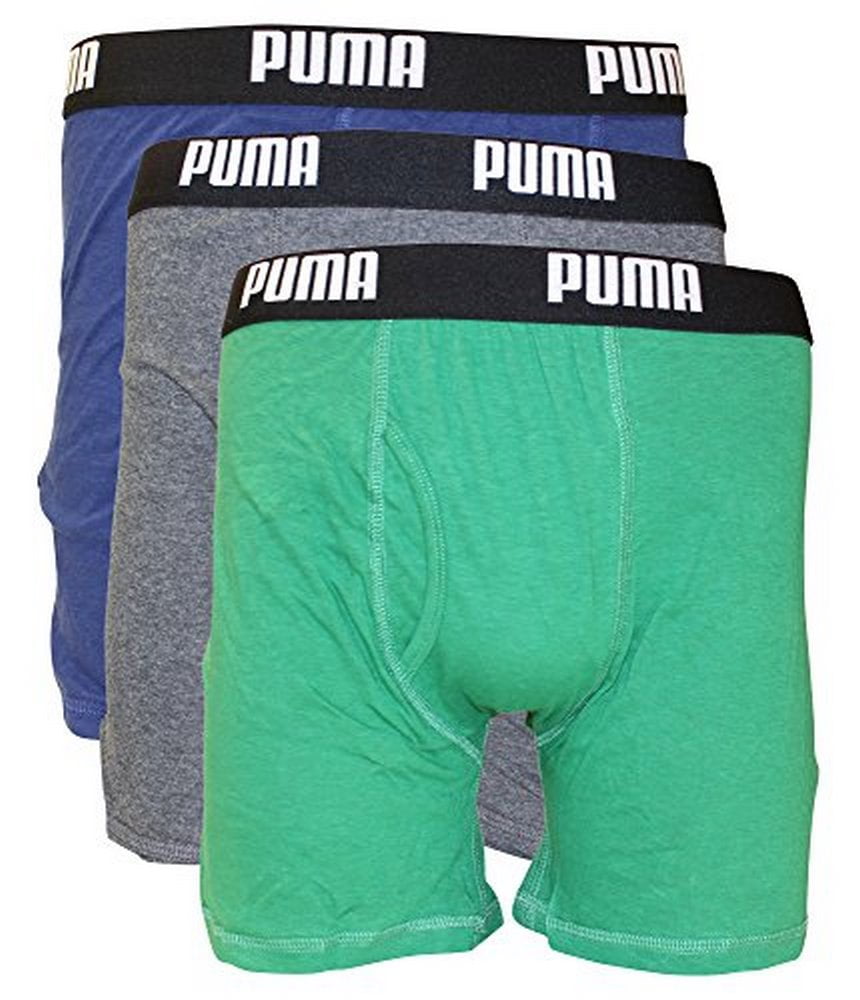 PUMA Mens 3 Pack 75 Cotton 25 Polyester Boxer Brief Green Large puma-mens-3-pack-75-cotton-25-polyester-boxer-brief-green-large