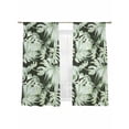 Abstract Dark Green Palm Leaves Chiffon Sheer Curtains 72 Inches Long ...