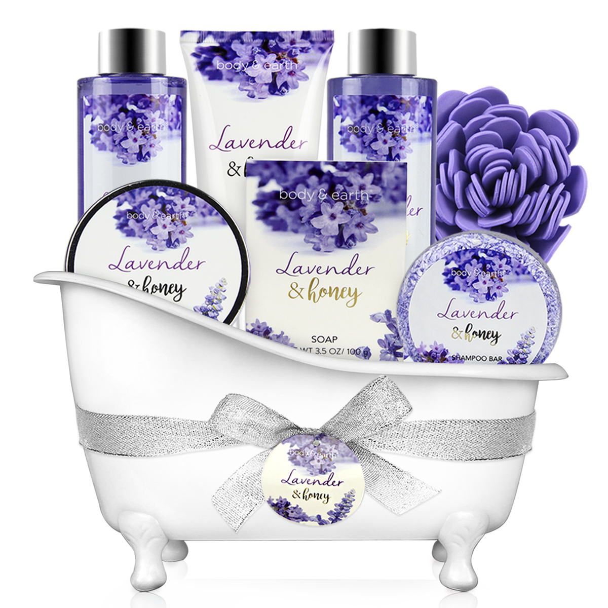 Body Earth Bath And Body Set 8 Pcs Bath Spa Gift Sets With Lavender