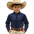 CAIXIA Boys Long Sleeve Chambray Shirt Western Cowboys Pearl Snap ...