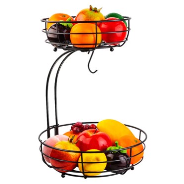 Wuzstar 4-Tier Rotating Storage Basket Metal Black Food Storage Basket ...