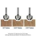 Juice Groove Router Bits, 1/8" Radius, 1/4" Shank, Carbide Tip, 2 Flute ...