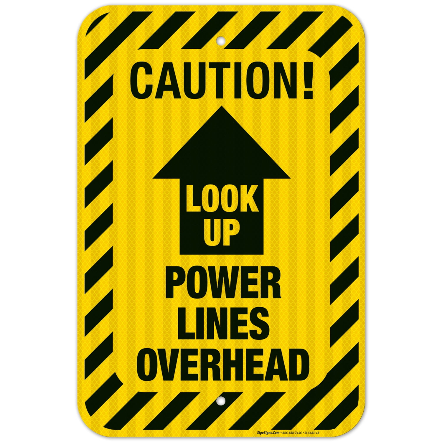 Power Lines Overhead Sign, OSHA Caution Sign, - Walmart.com
