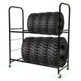 Rolling Tire Rack Heavy Duty Steel Rolling 2-Tier Portable Adjustable ...