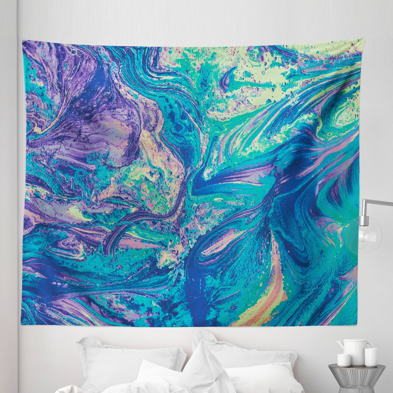 Marble Tapestry, Abstract Trippy Colors of Liquid Style Ornaments ...
