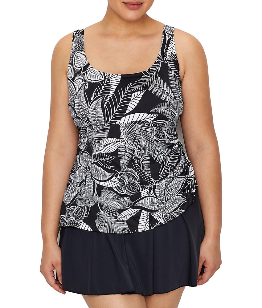 Maxine of Hollywood Plus Size Linework Swim Dress - Walmart.com