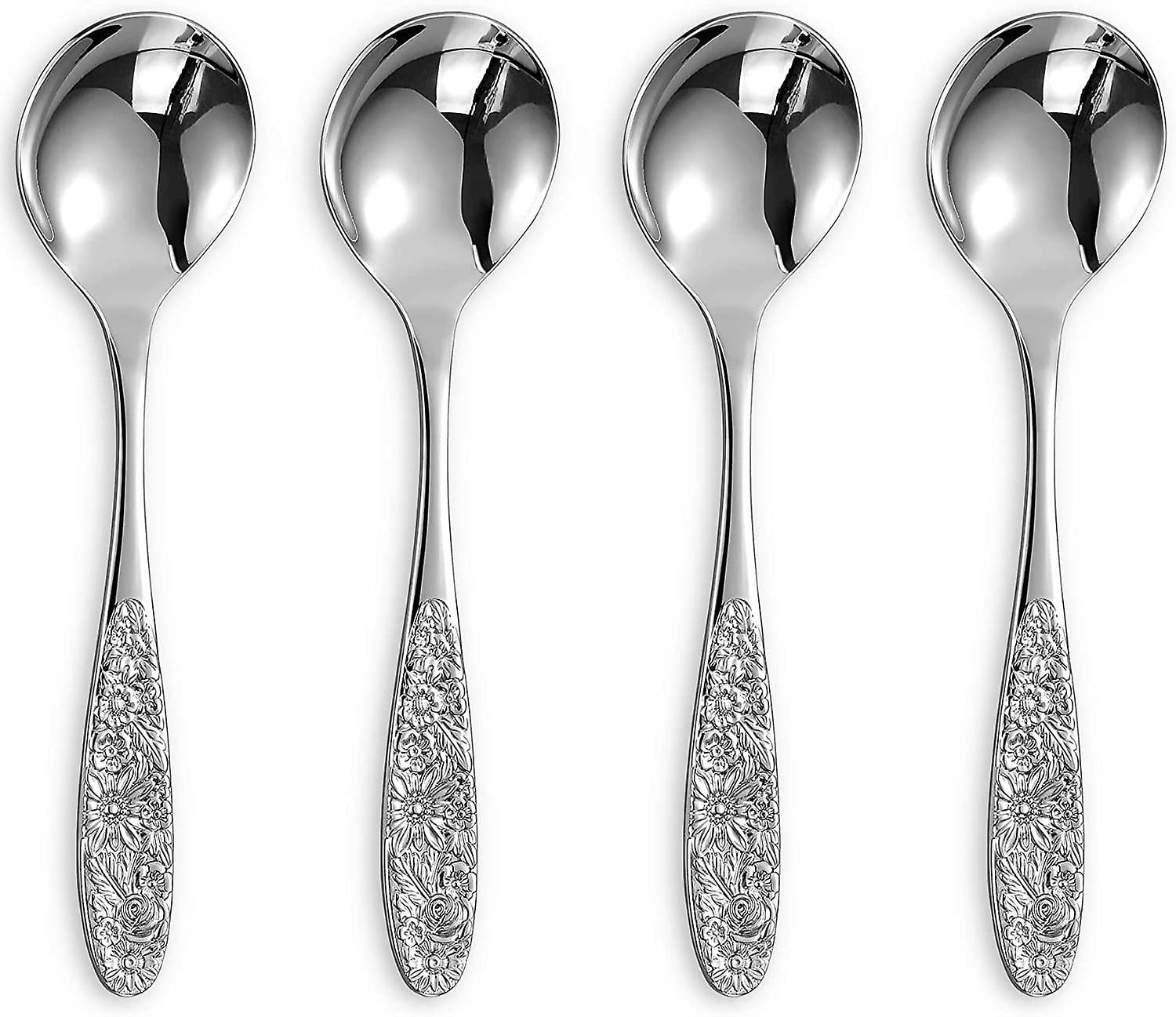 Cuchara de sopa de girasol, juego de 4, acero inoxidable 18/10, cuchara ...